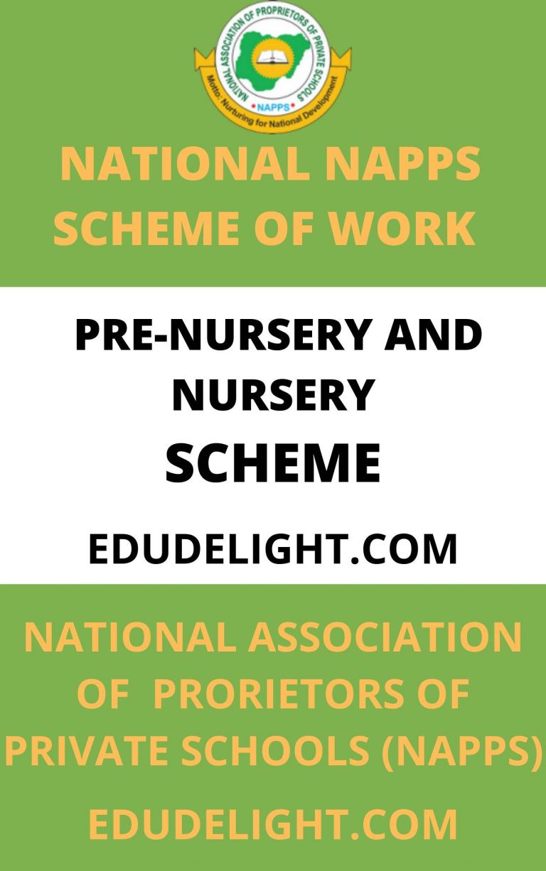 NATIONAL NAPPS SCHEME OF WORK FOR PRESCHOOL LEVEL 1 - 4
